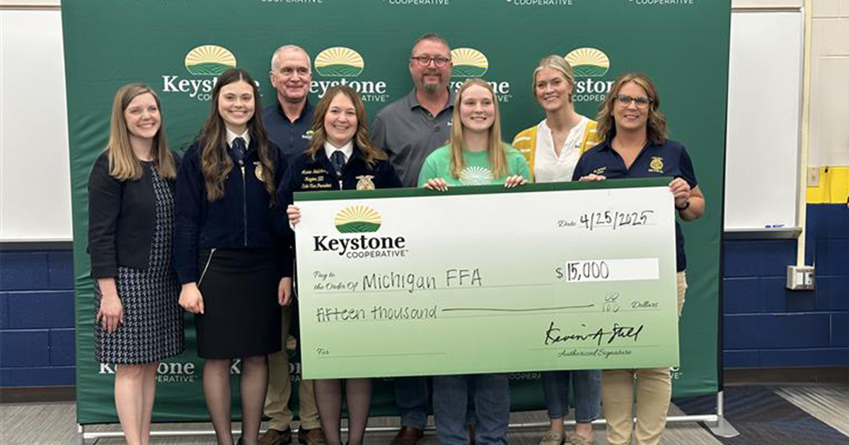 Keystone Makes Historic $15,000 Donation to Michigan FFA Foundation - Keystone Cooperative