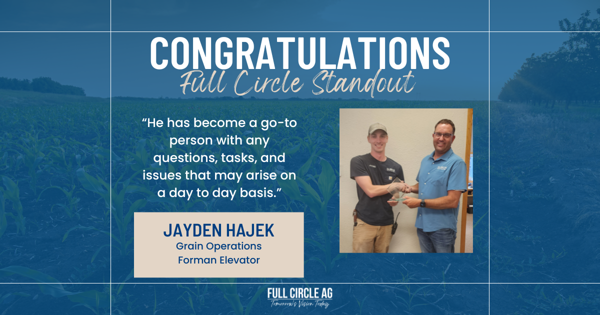 Jayden Hajek Receives Full Circle Standout Award - Full Circle Ag